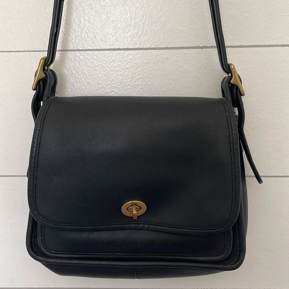 Coach | Bags | Vintage Coach Rambler Legacy 96 Black Leather Crossbody ...